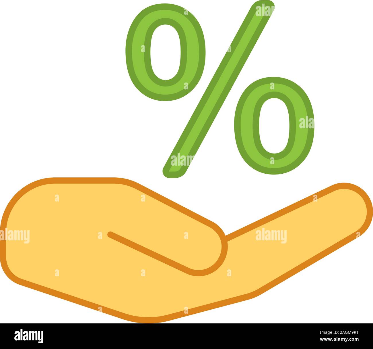 Hand holding percent sign color icon. Discount offer. Isolated vector ...