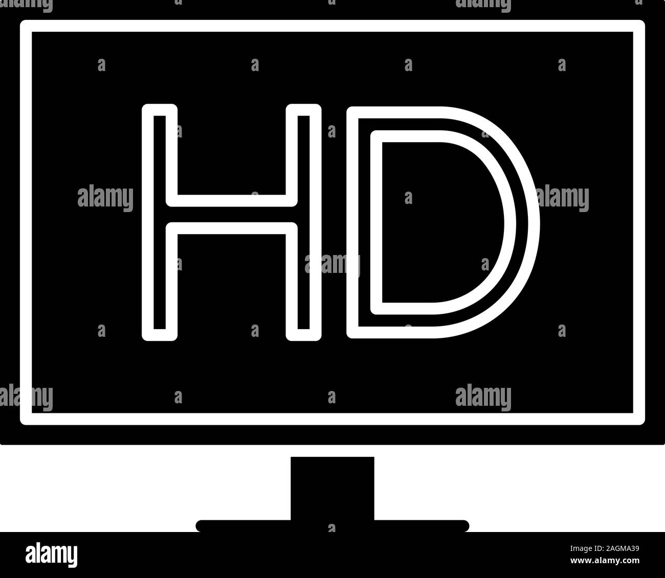 HD display glyph icon. High definition video. Silhouette symbol ...