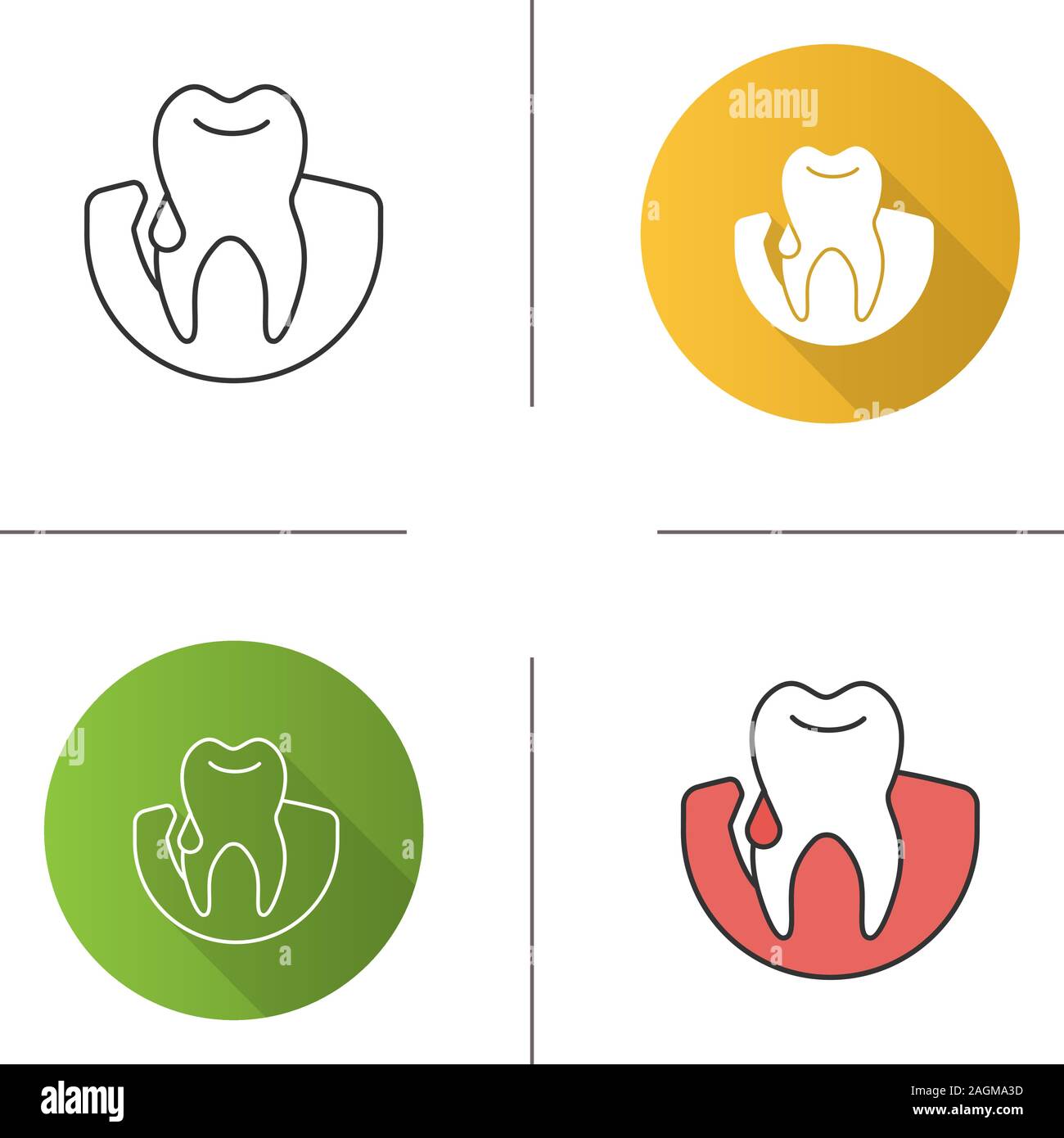 Gum bleeding icon. Gingivitis. Flat design, linear and color styles ...