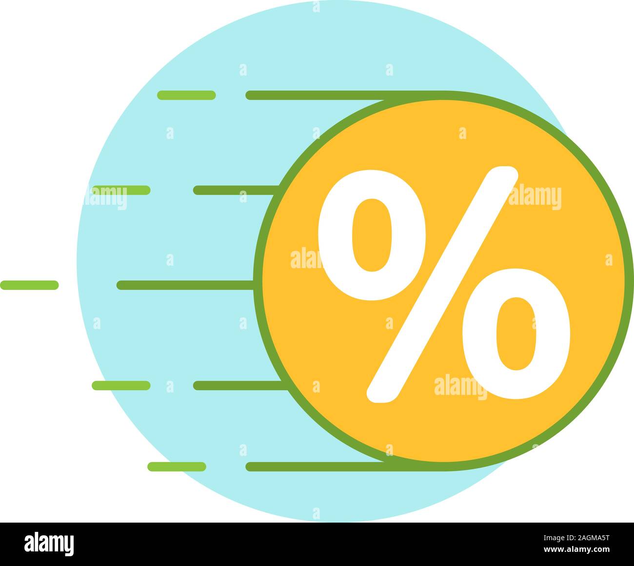 Flying coin with percent color icon. Sale. Discount offer. Isolated ...