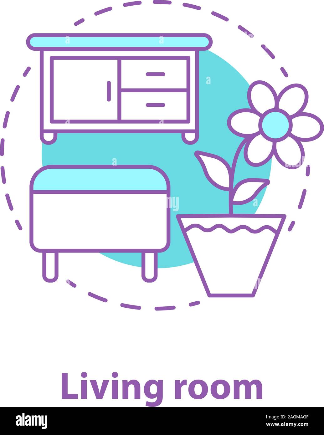 Living room design concept icon. Room design idea thin line ...