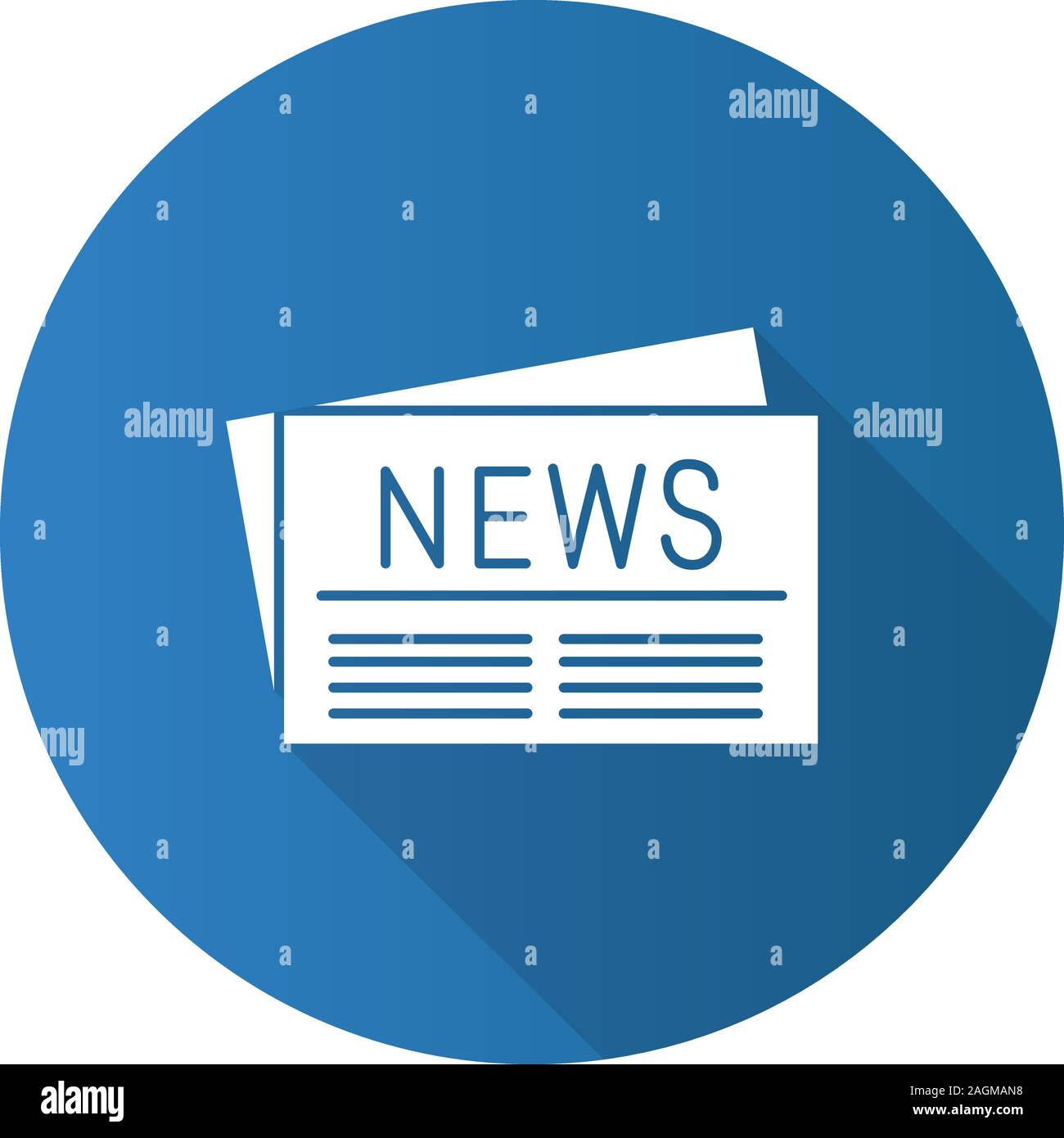 Newspaper flat design long shadow glyph icon. Periodical publication ...