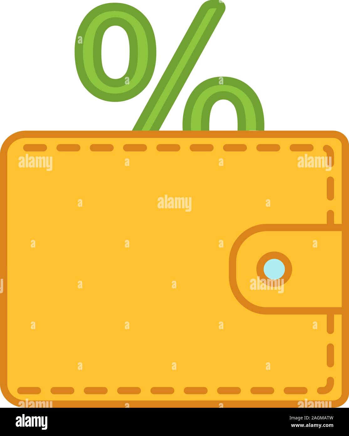 Money saving color icon. Wallet with percent inside. Isolated vector ...