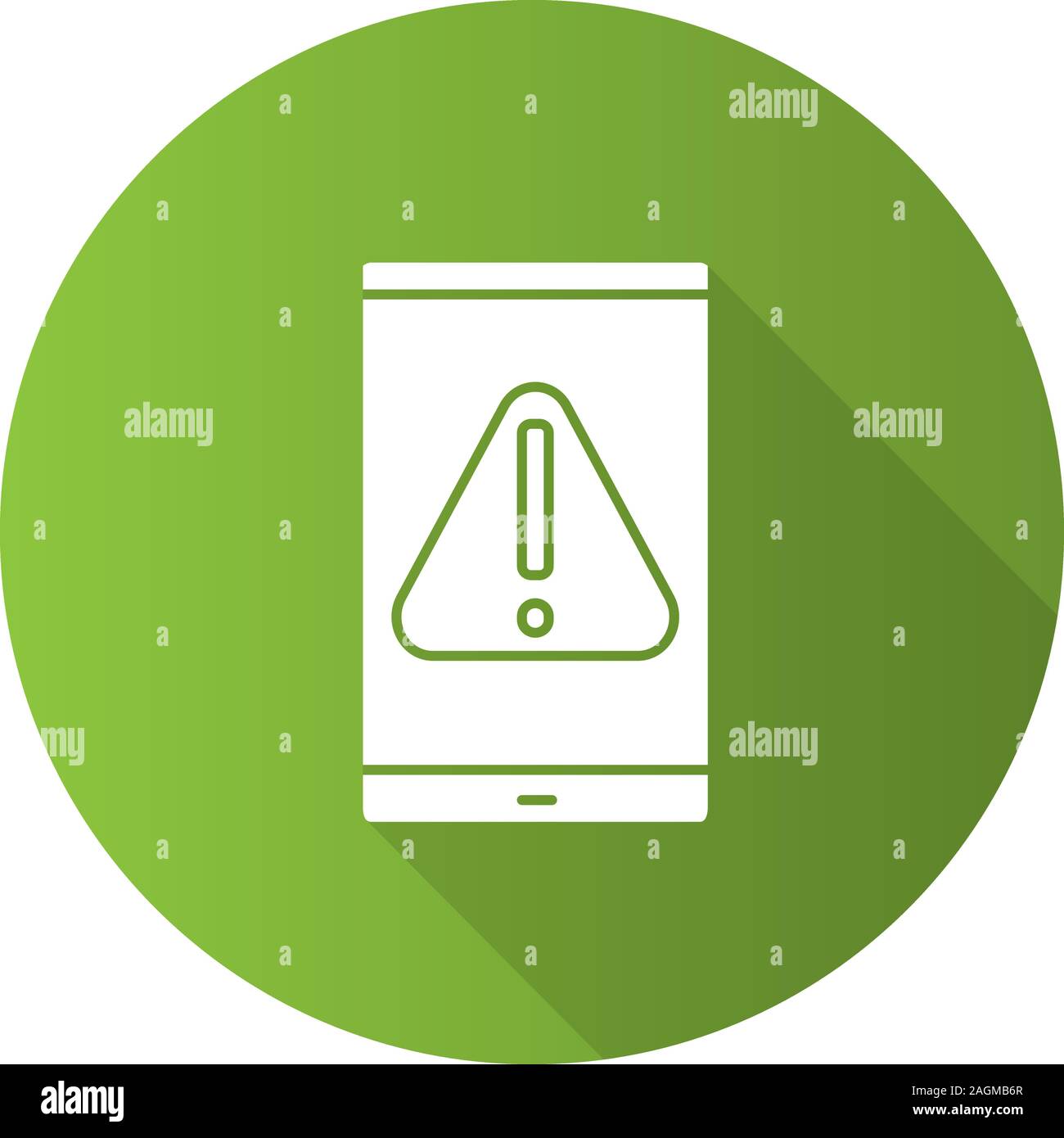 Smartphone error flat design long shadow glyph icon. Warning ...
