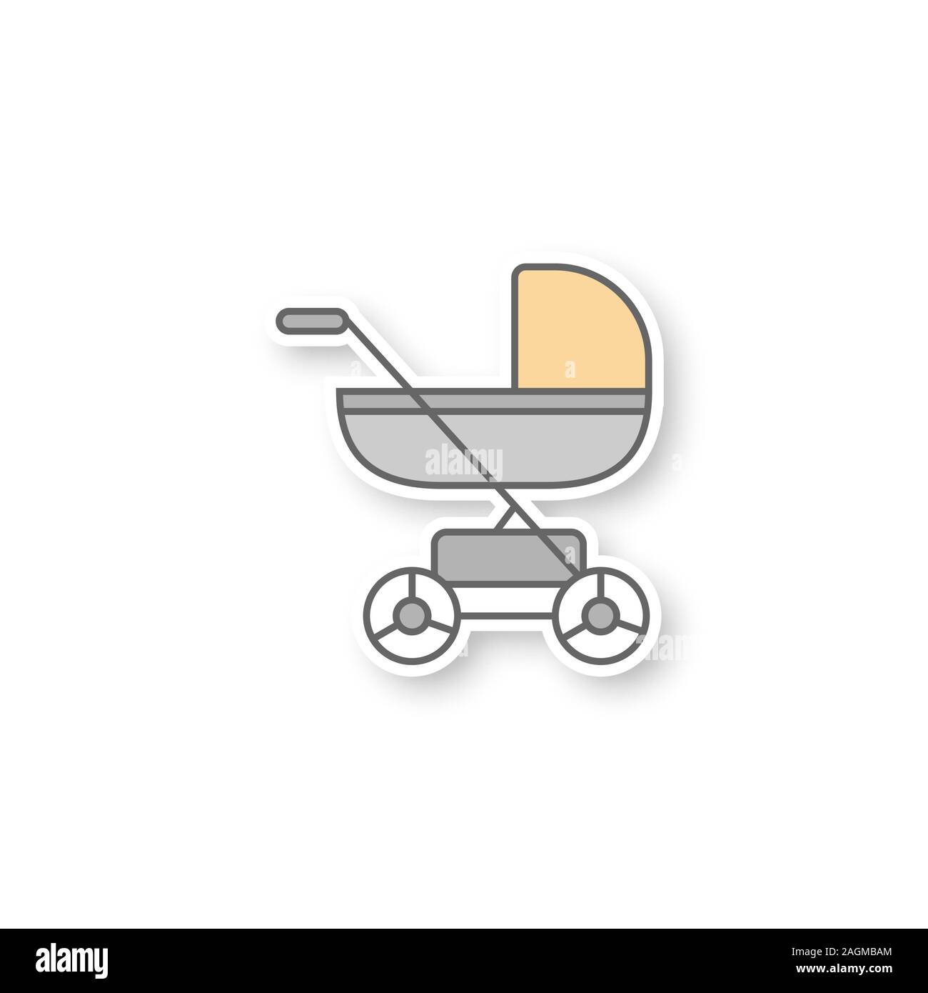 Baby carriage patch. Pram, stroller. Color sticker. Vector isolated ...
