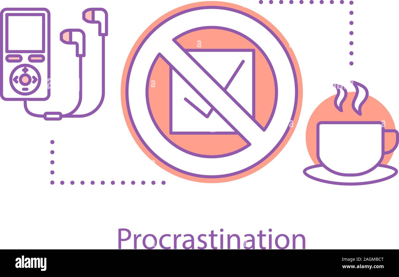 Procrastination concept icon. Wasting time idea thin line illustration ...