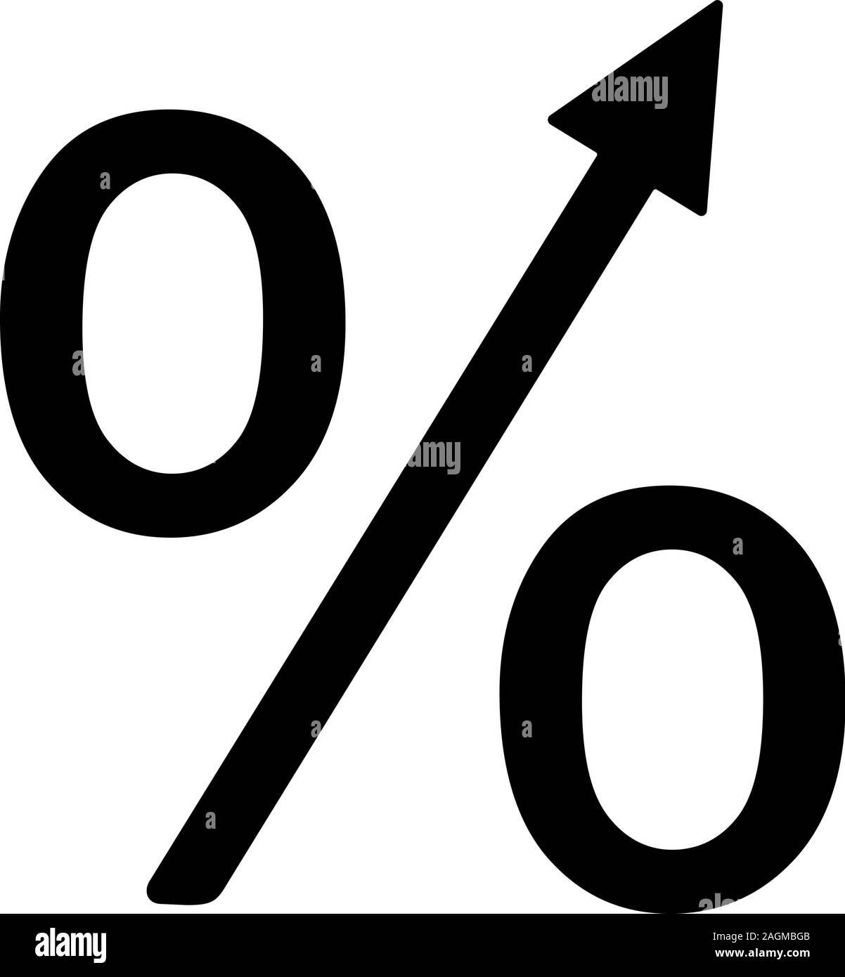 Percentage growth glyph icon. Profit rise. Silhouette symbol. Negative ...