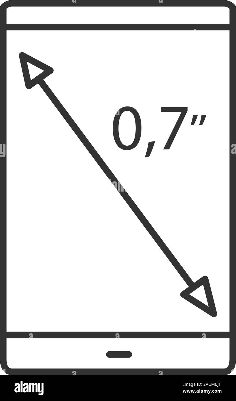 Smartphone screen size linear icon. Thin line illustration. Display ...