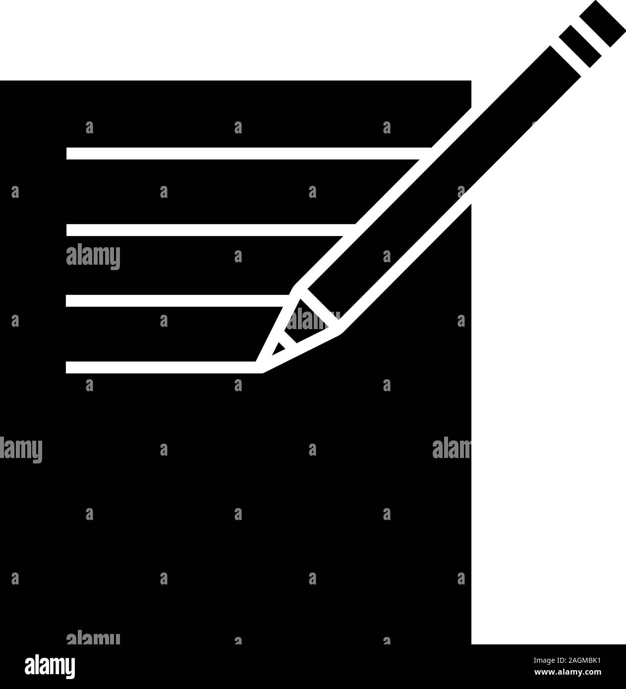 Notepad with pencil glyph icon. Taking notes. Silhouette symbol ...