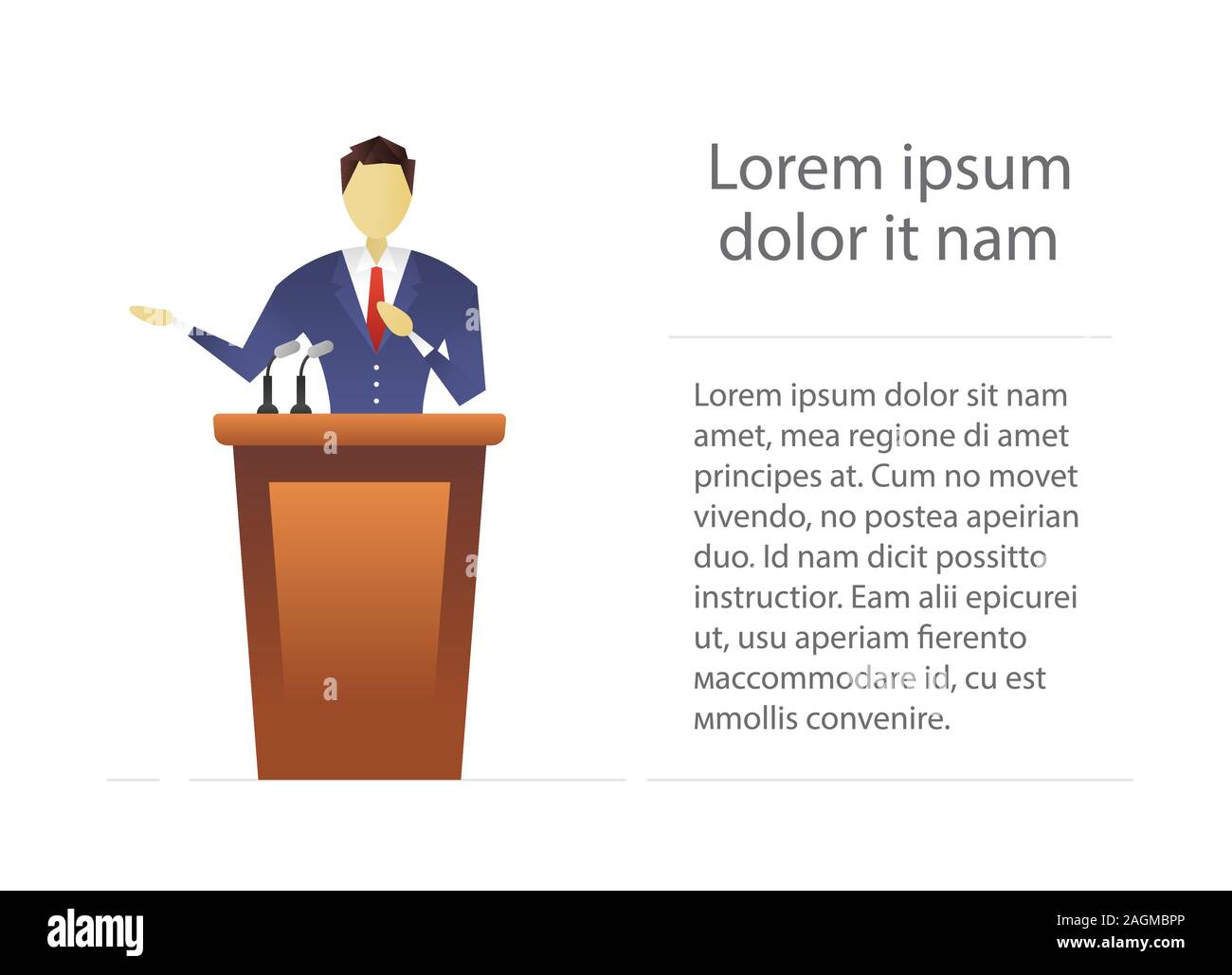 Orator flat character design. Politician speech. Tribune. Vector ...