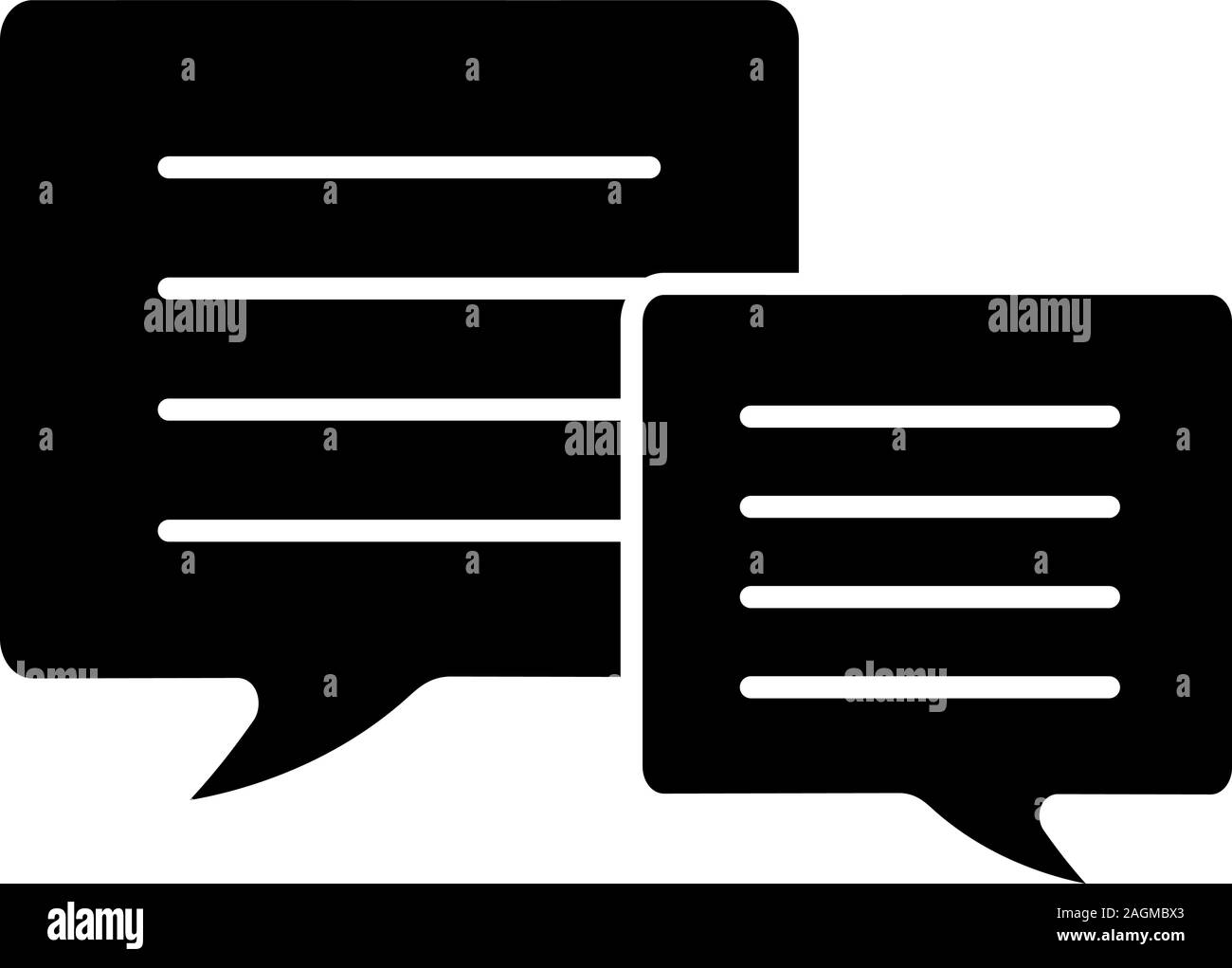 Speech bubbles glyph icon. Chat boxes. Silhouette symbol. Negative ...