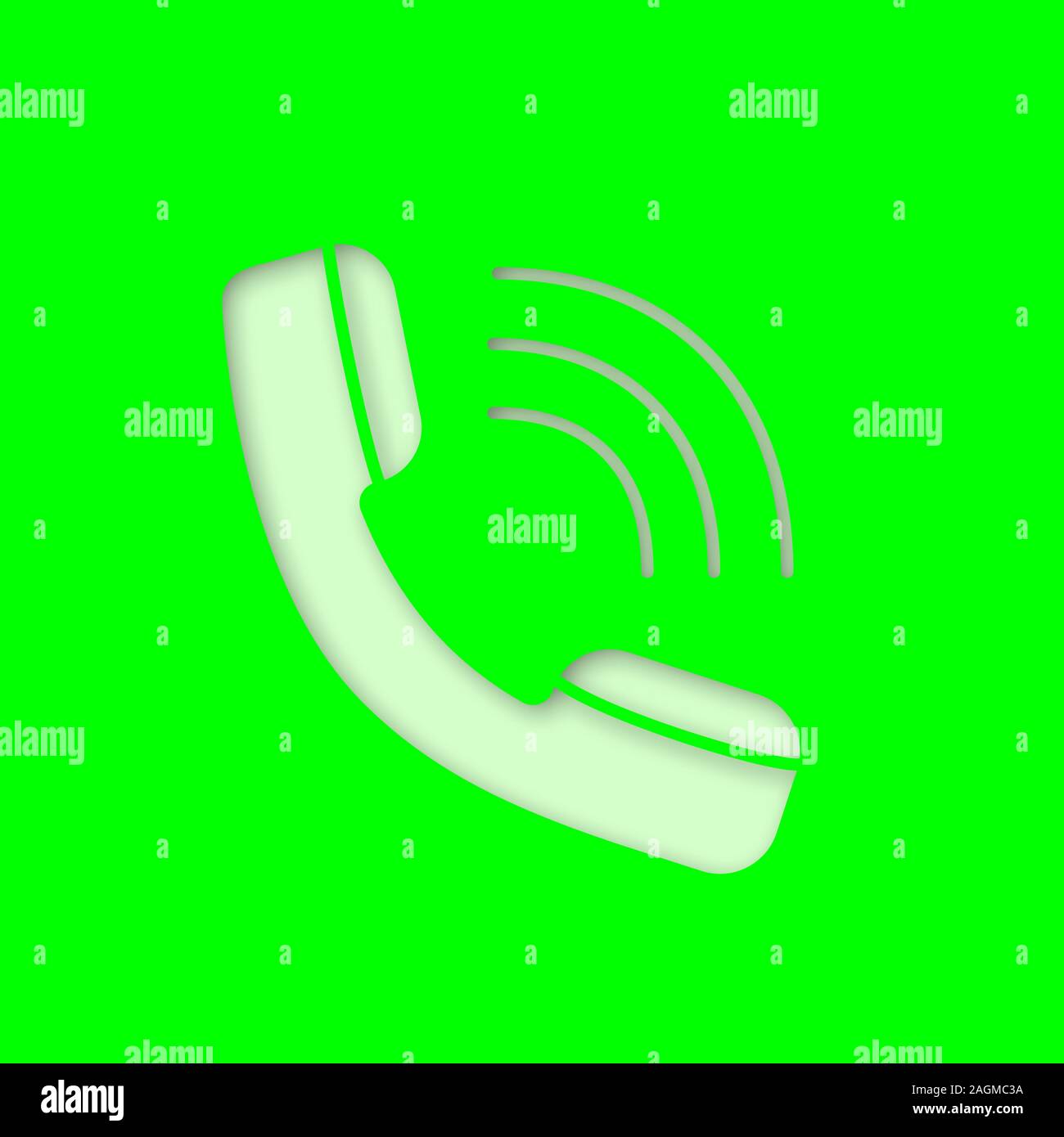 Handset paper cut out icon. Incoming call. Hotline. Telephone support ...