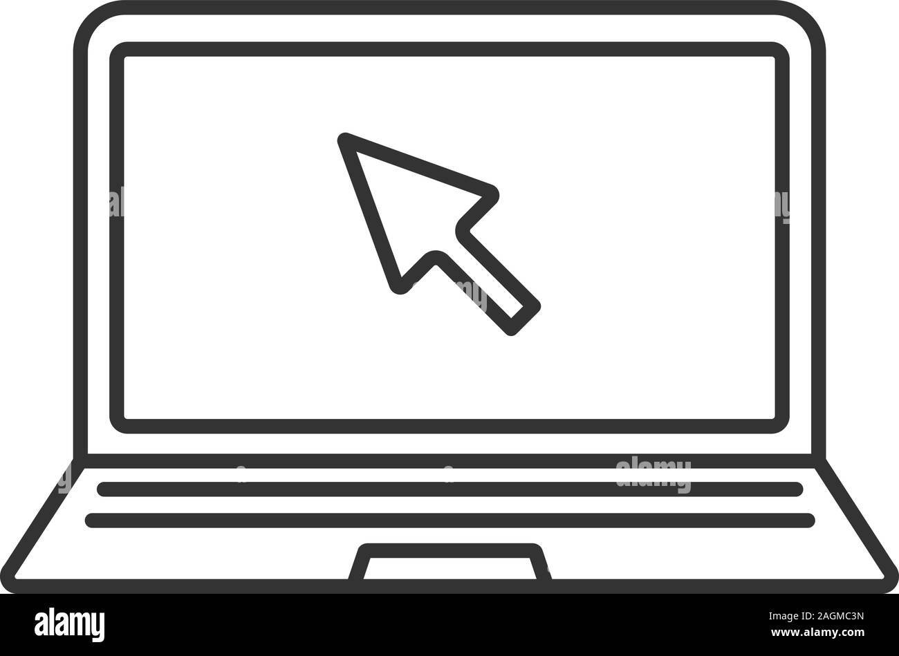 Laptop linear icon. Thin line illustration. Computer. Internet surfing ...