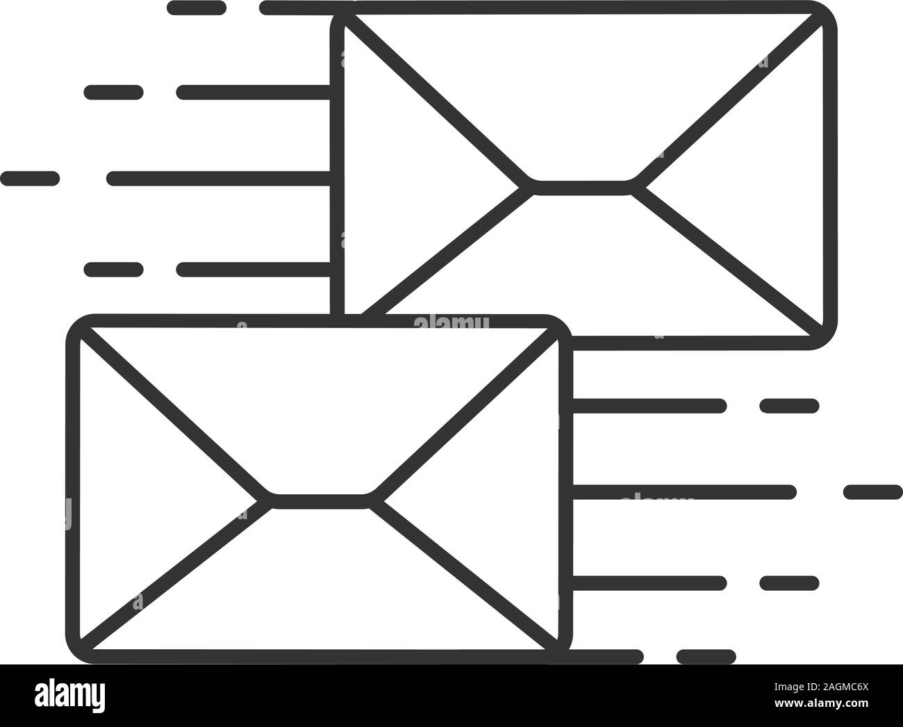 Mailing linear icon. Correspondence. Thin line illustration. Flying ...