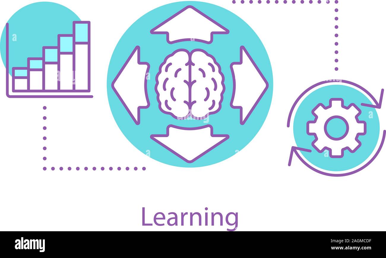 Learning concept icon. Thinking process. Broaden mind idea thin line ...