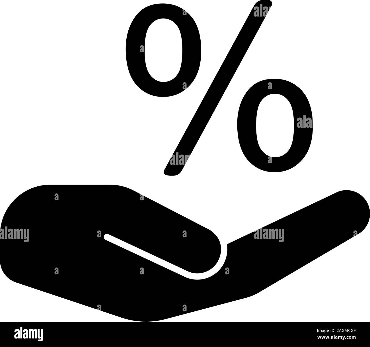 Hand holding percent sign glyph icon. Discount offer. Silhouette symbol ...