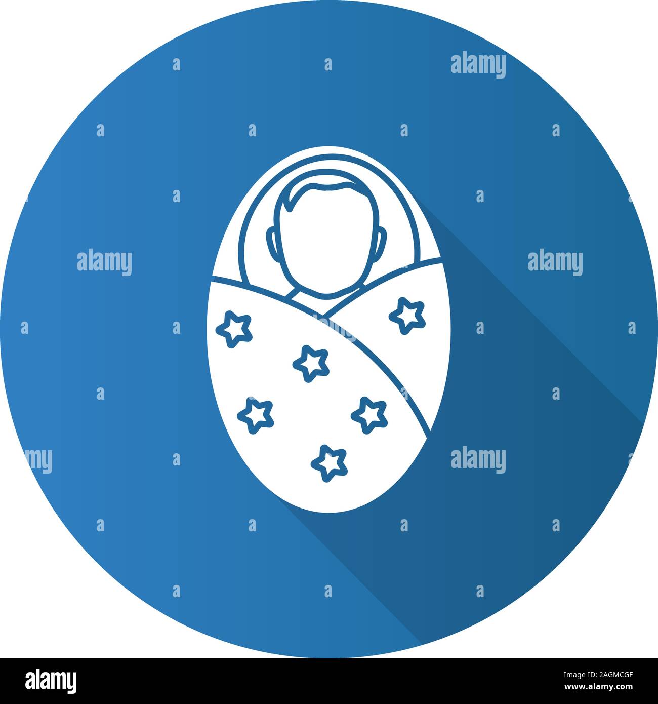 Swaddled baby flat design long shadow glyph icon. Newborn child. Vector ...