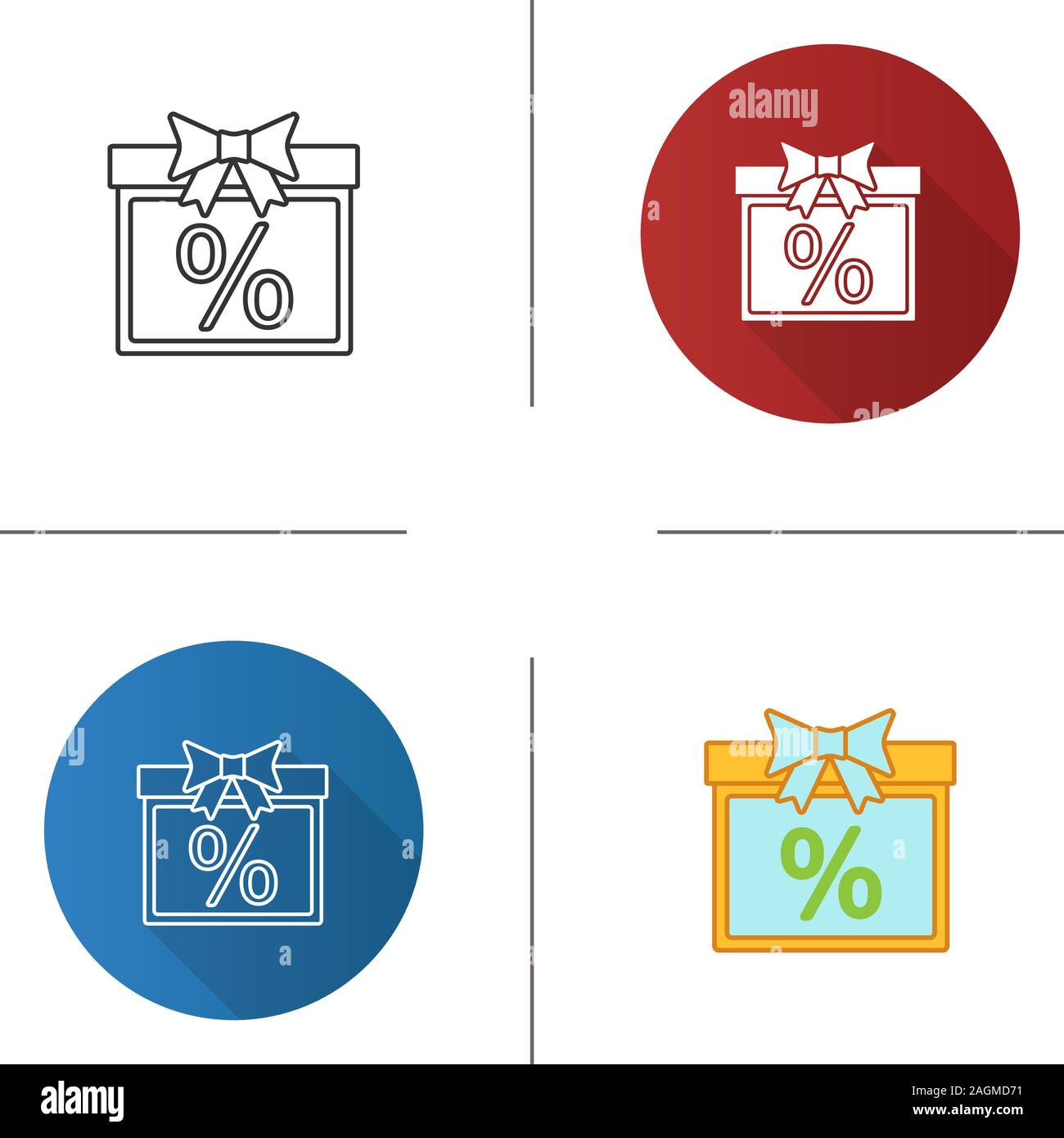 Sale icon. Gift box with percent. Discount offer. Flat design, linear ...