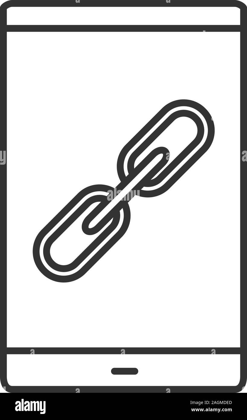 Mobile phone with link sign linear icon. Thin line illustration ...
