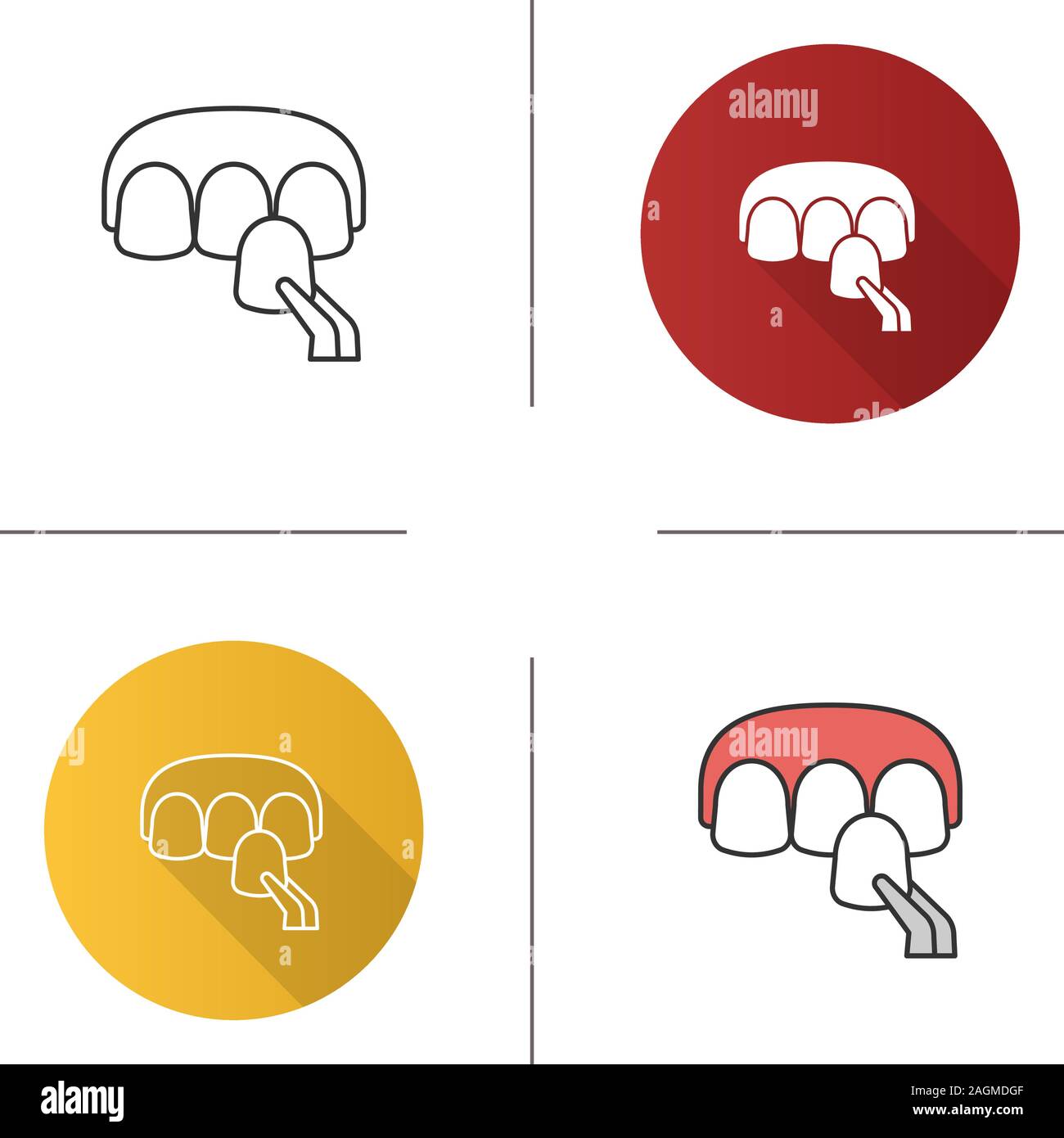 Veneer icon. Dental crown. Flat design, linear and color styles ...