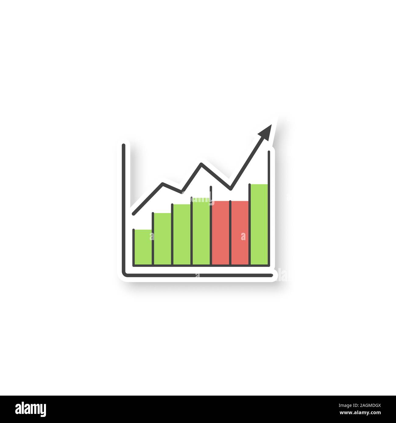 Growth chart patch. Financial progress. Statistics. Color sticker ...