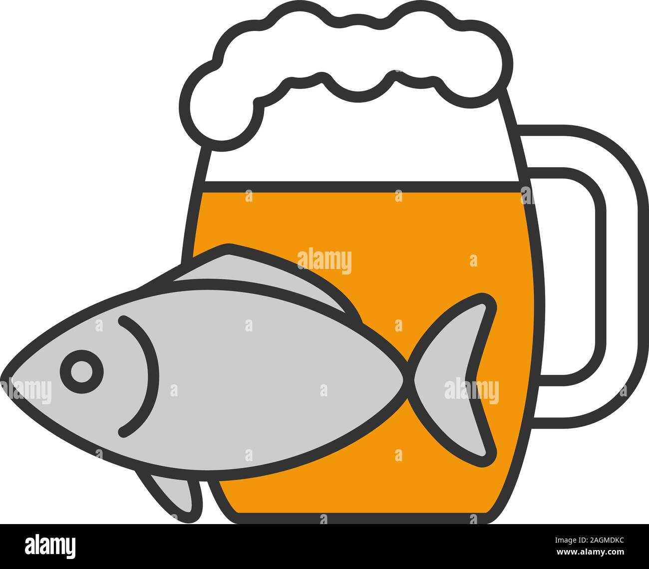 Beer mug with salty fish color icon. Ale. Isolated vector illustration ...