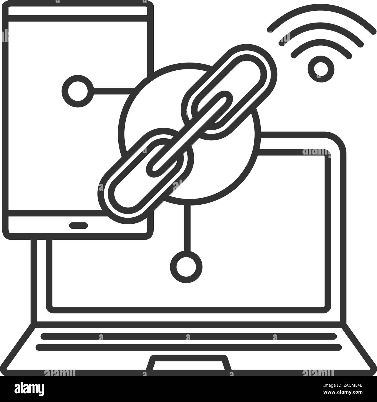 Link sharing linear icon. Thin line illustration. Wifi sharing ...