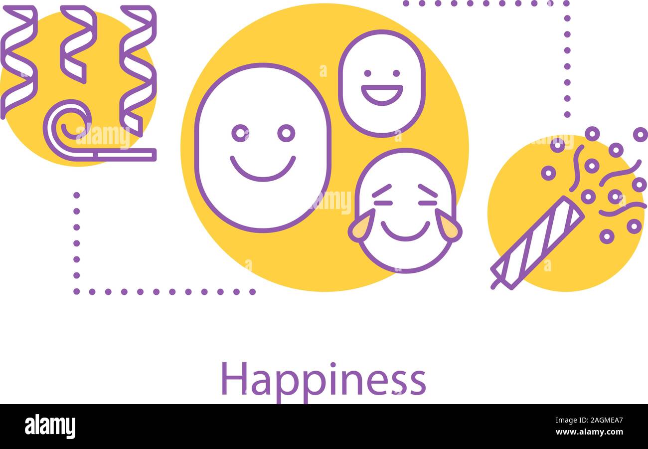 Happiness concept icon. Fun idea thin line illustration. Entertainment ...