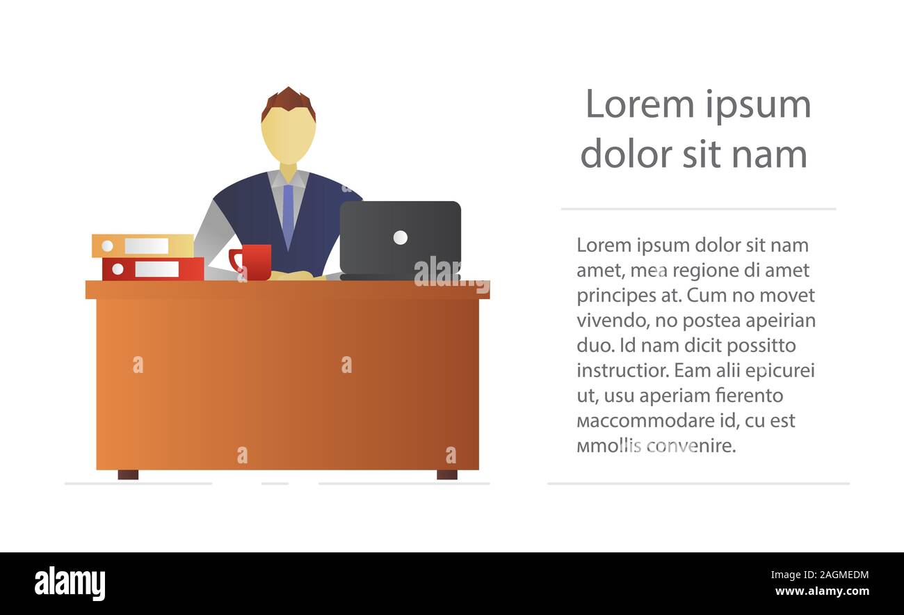 Office worker flat character design. Manager, admin. Programmer. Boss ...