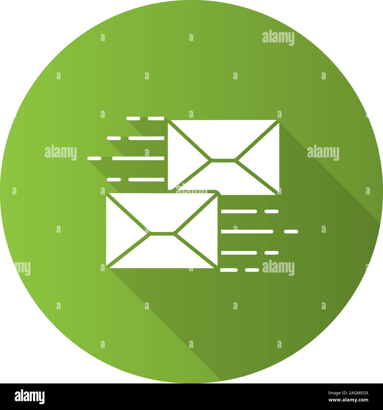 Mailing flat design long shadow glyph icon. Correspondence. Flying ...
