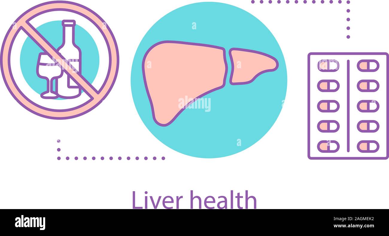 Liver health concept icon. Alcohol and antibiotics detoxification ...