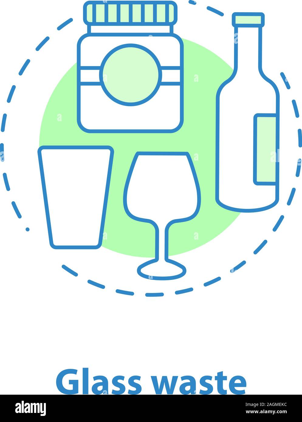 Glass waste concept icon. Garbage sorting idea thin line illustration ...