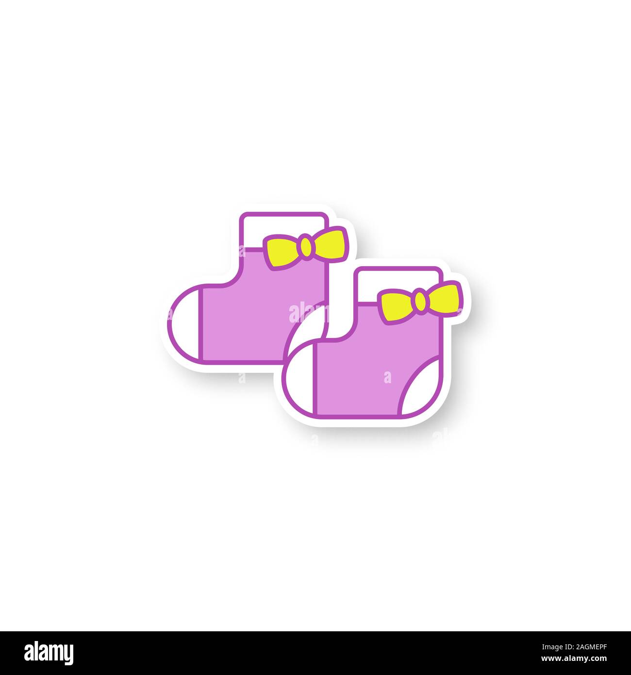 Baby girl socks patch. Color sticker. Vector isolated illustration ...