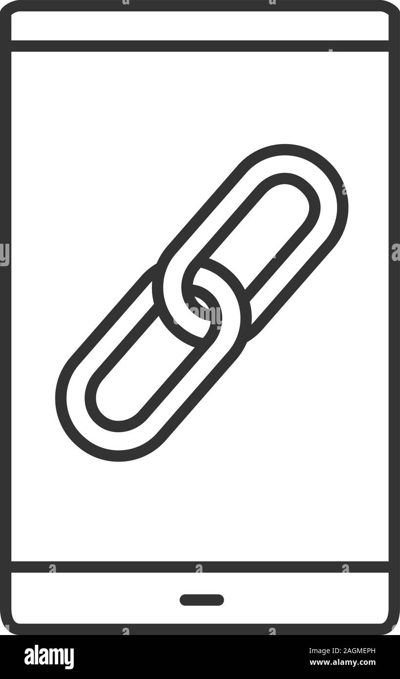 Smartphone with link sign linear icon. Thin line illustration ...