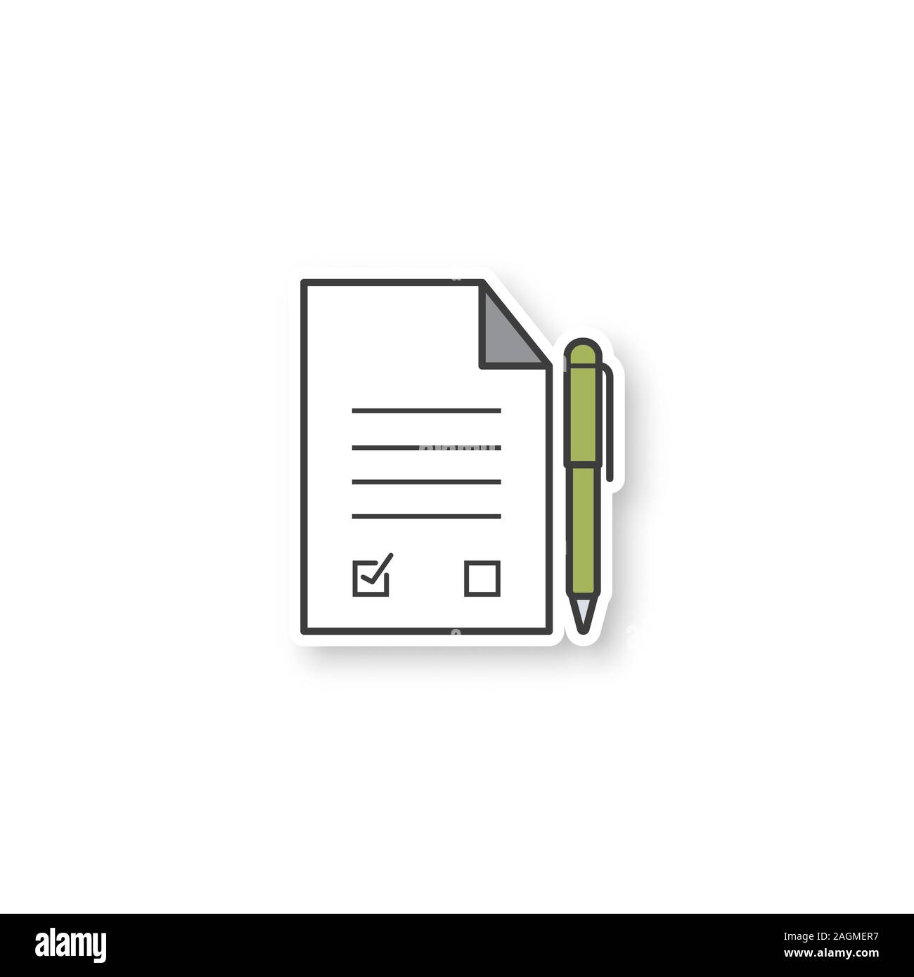Signed contract with pen patch. Agreement. Color sticker. Vector ...
