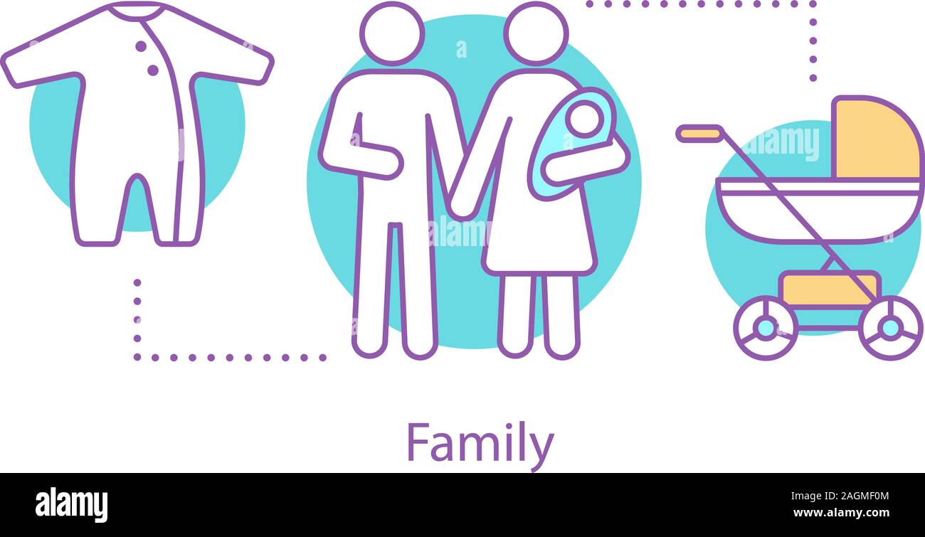 Family concept icon. Parenthood idea thin line illustration. Mother ...