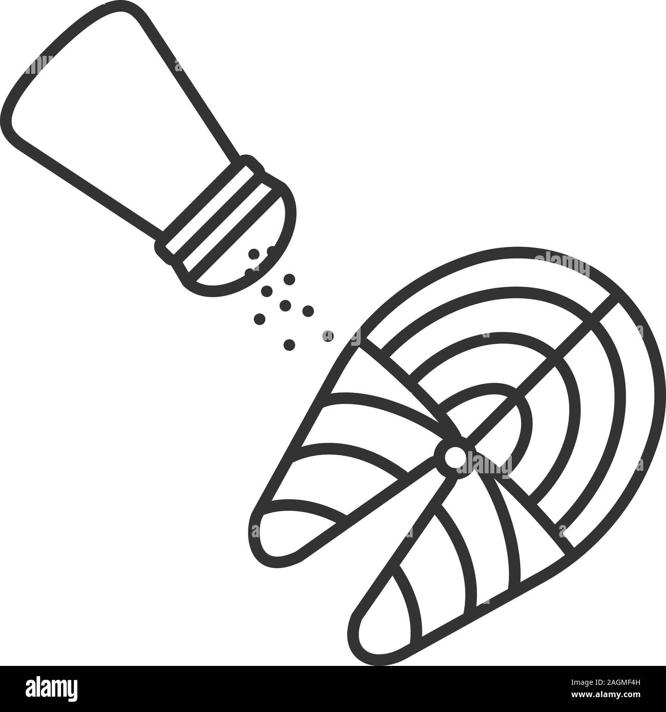 Salting fish steak linear icon. Thin line illustration. Pepper or salt ...
