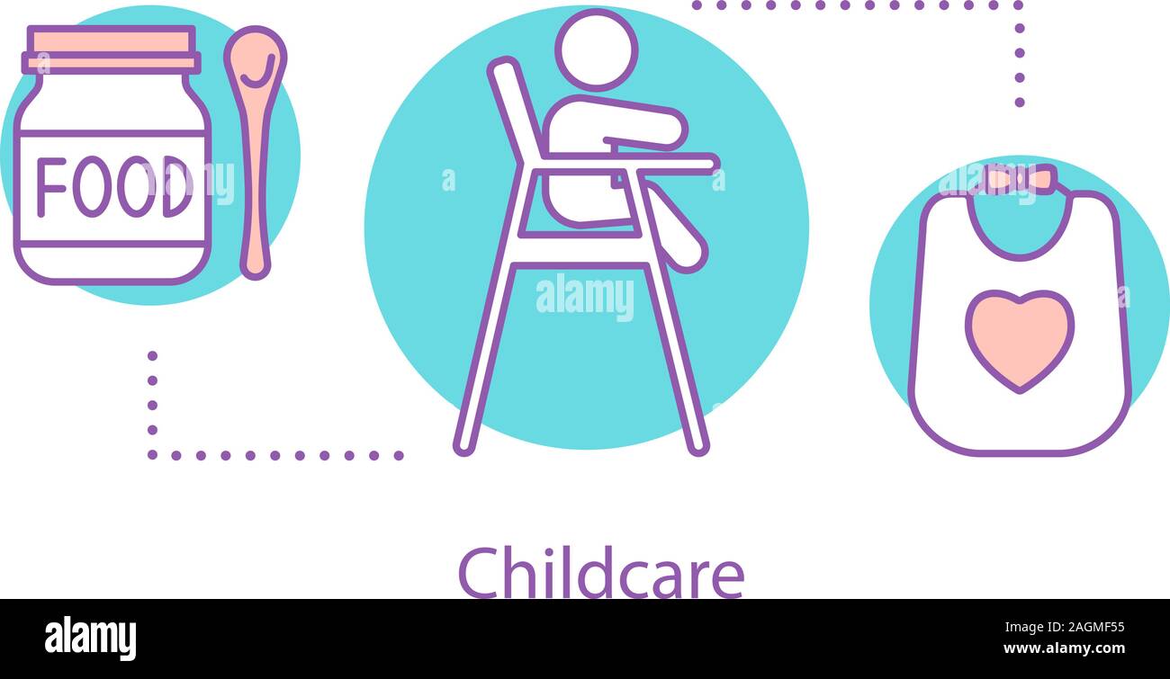 Childcare concept icon. Baby nutrition. Childhood idea thin line ...