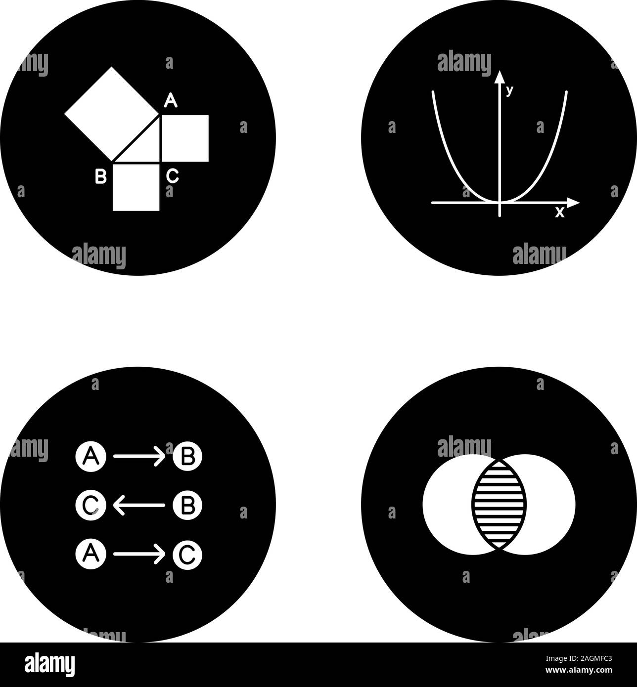 Mathematics glyph icons set. Geometry, algebra, logic and discrete ...