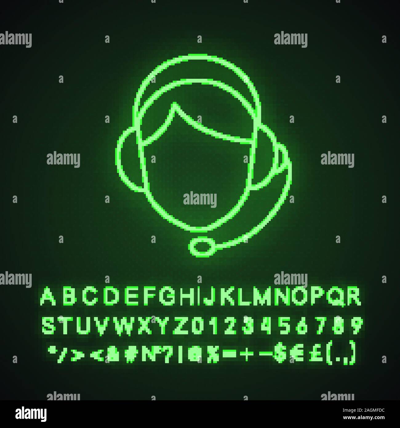 Call center operator neon light icon. Support service. Glowing sign ...