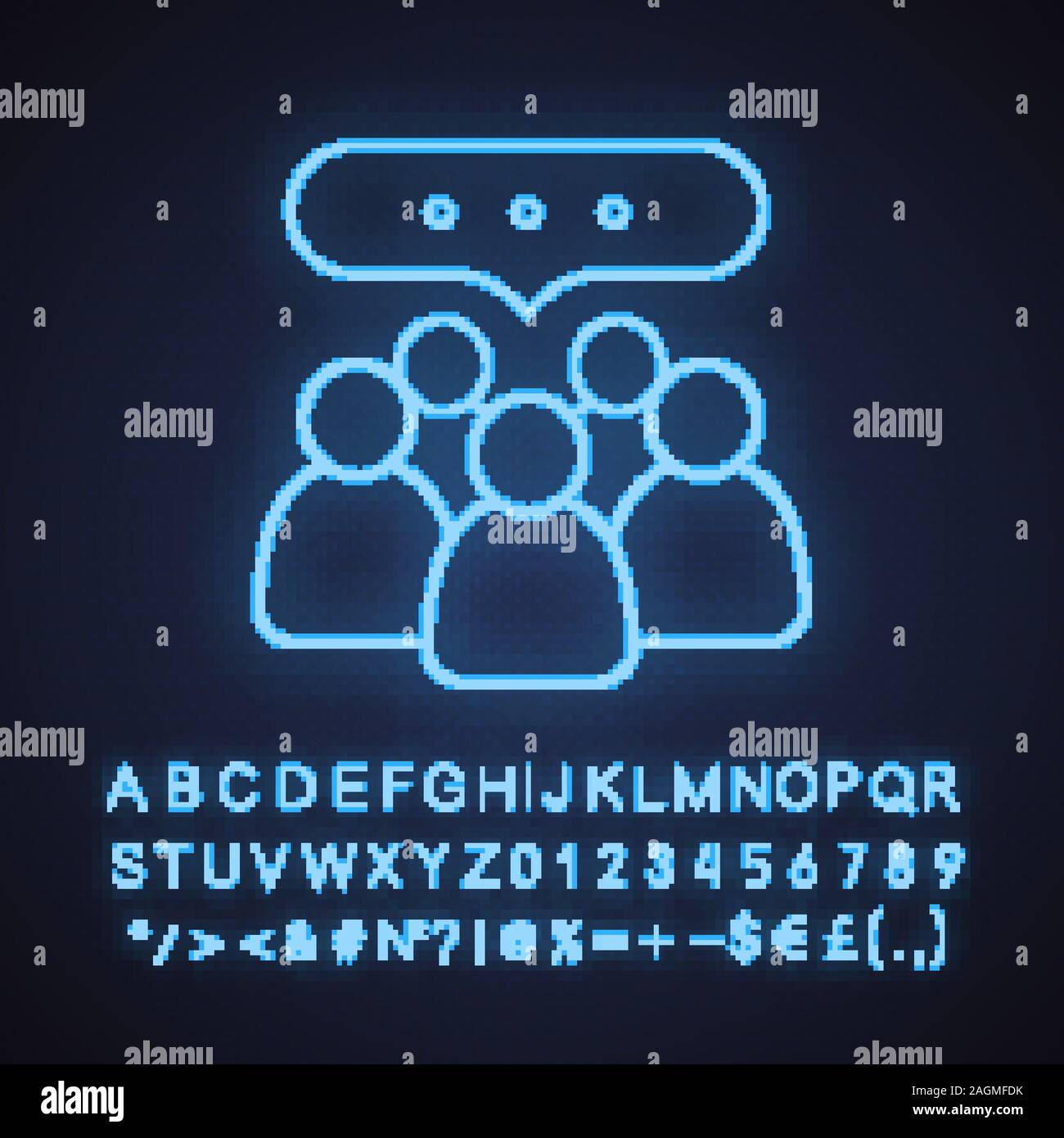 Discussion neon light icon. Business meeting. Group conference ...