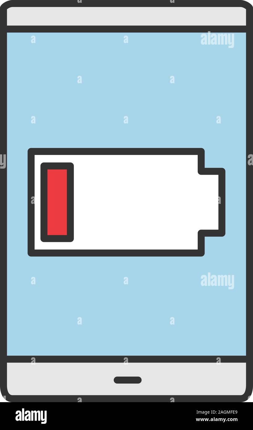 Smartphone low battery color icon. Discharged mobile phone. Isolated ...