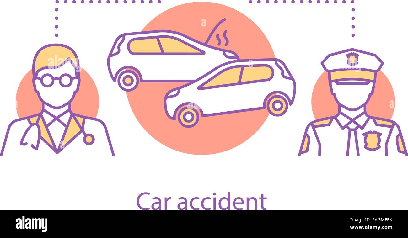 Car accident concept icon. Health insurance idea thin line illustration ...