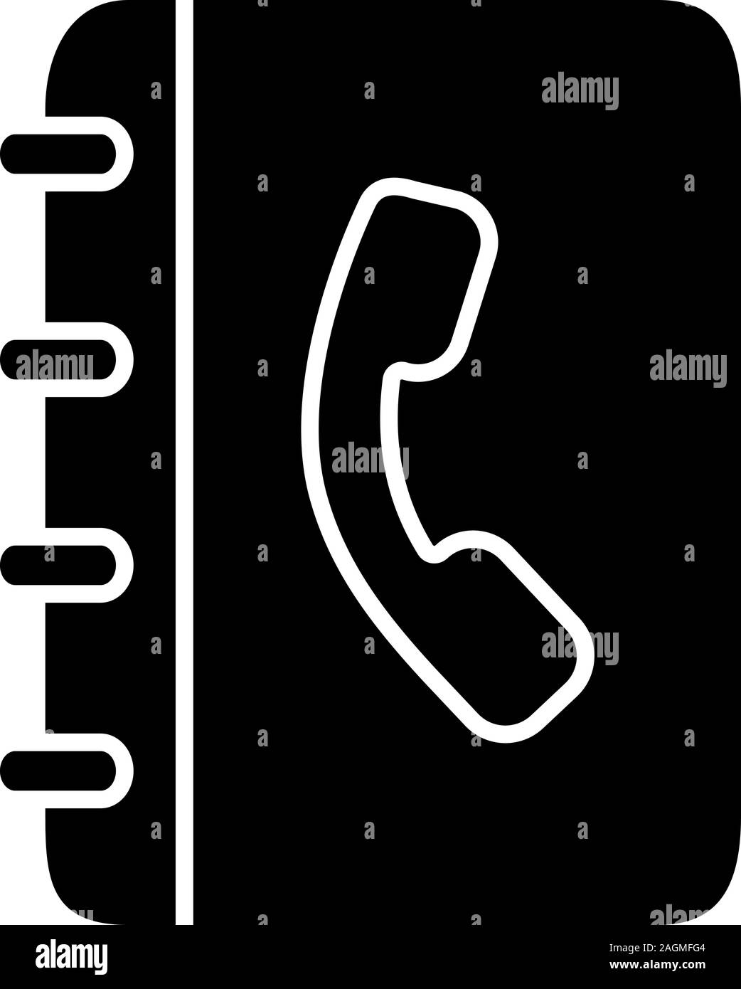 Telephone book glyph icon. Phone contacts. Notepad with handset ...