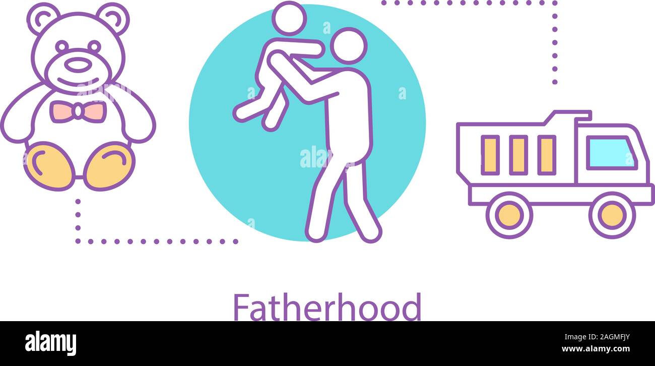 Fatherhood concept icon. Parenthood idea thin line illustration. Father ...