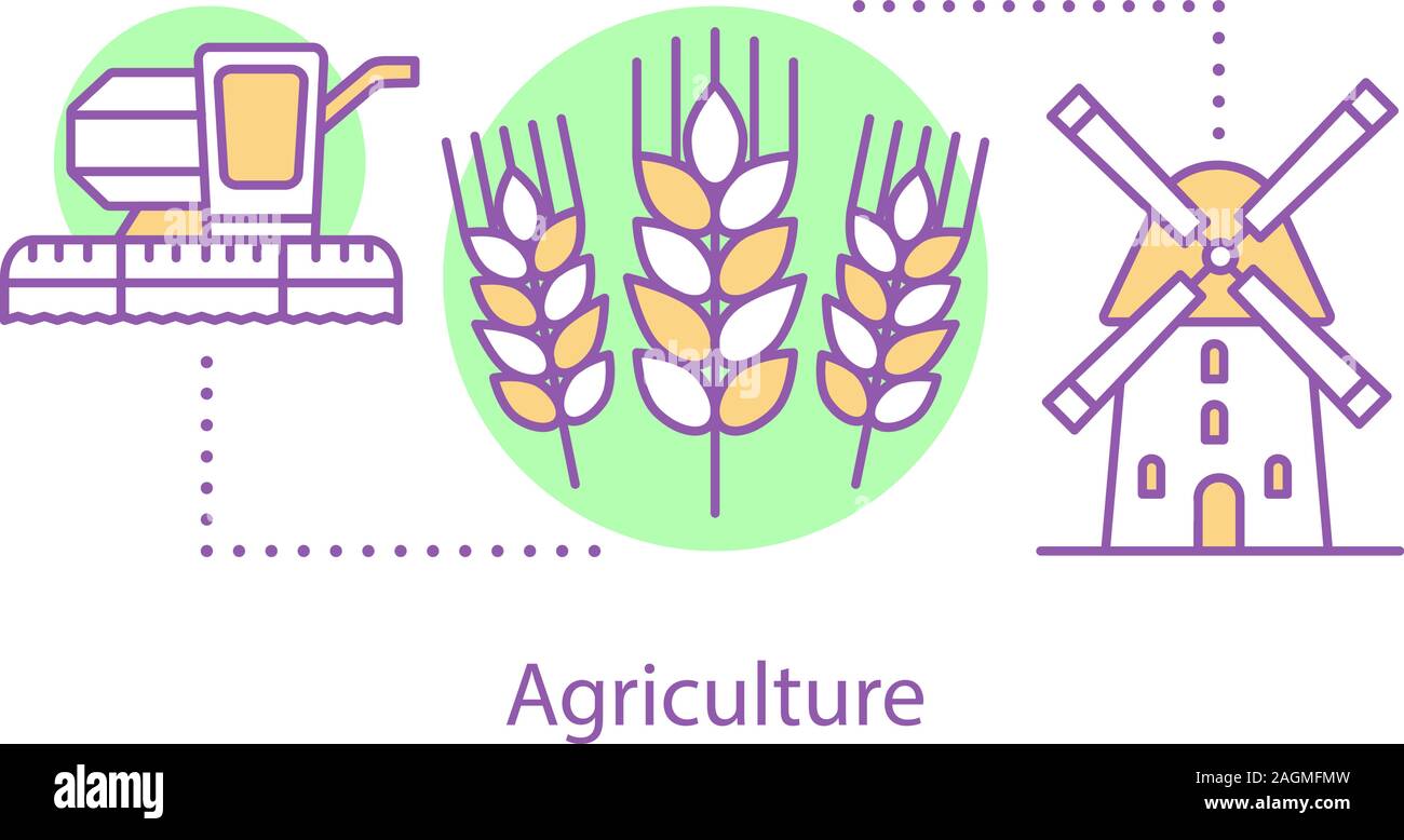 Agriculture concept icon. Harvesting. Farming idea thin line ...
