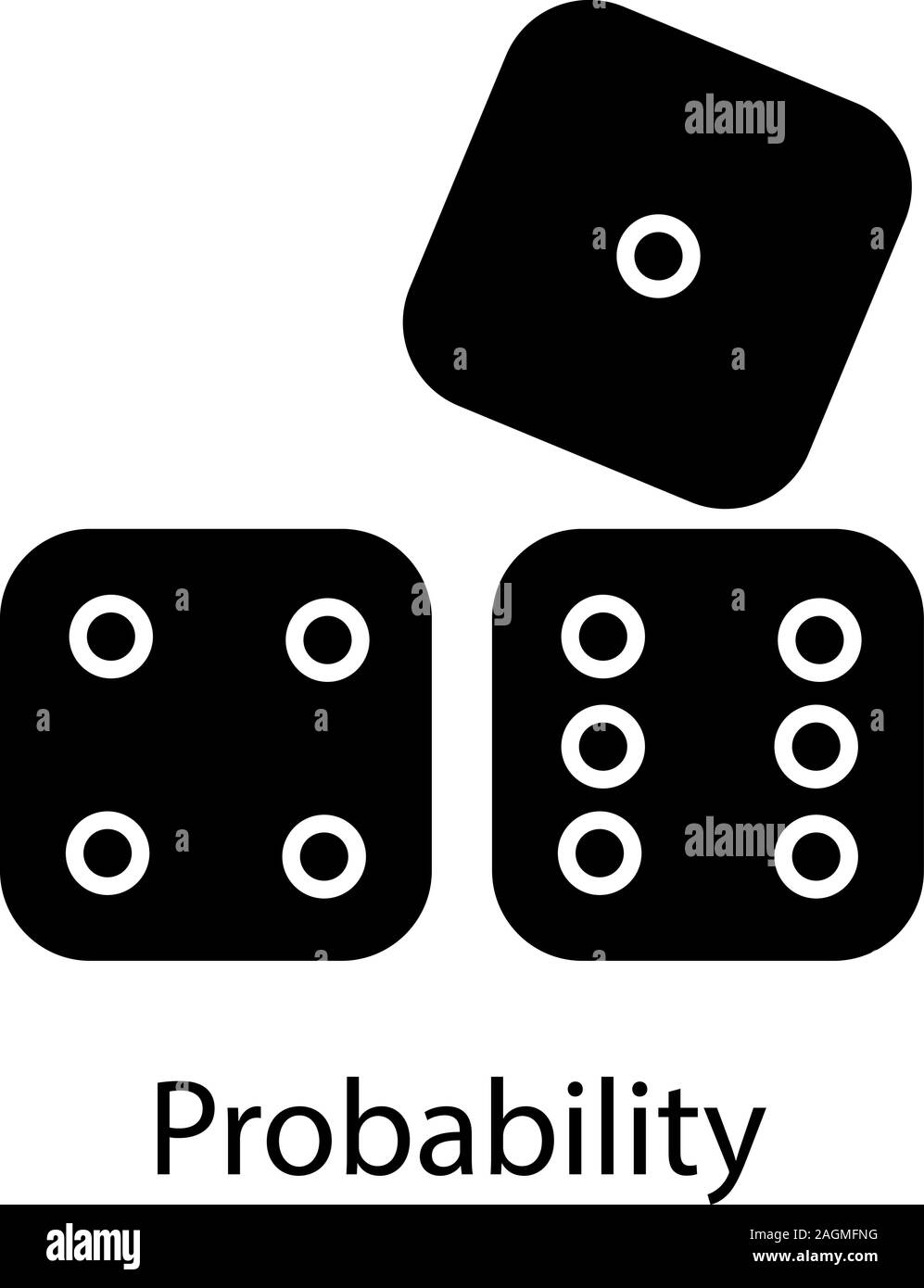 Dices glyph icon. Probability theory. Gambling. Silhouette symbol ...