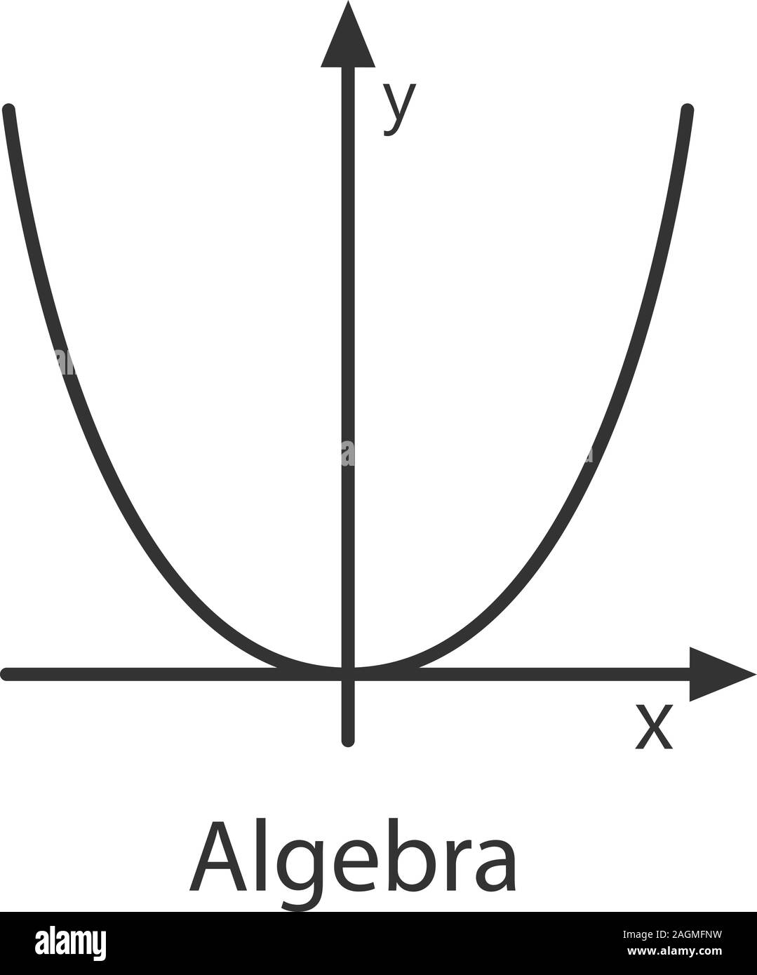 Coordinate System With Parabola Linear Icon Thin Line Illustration