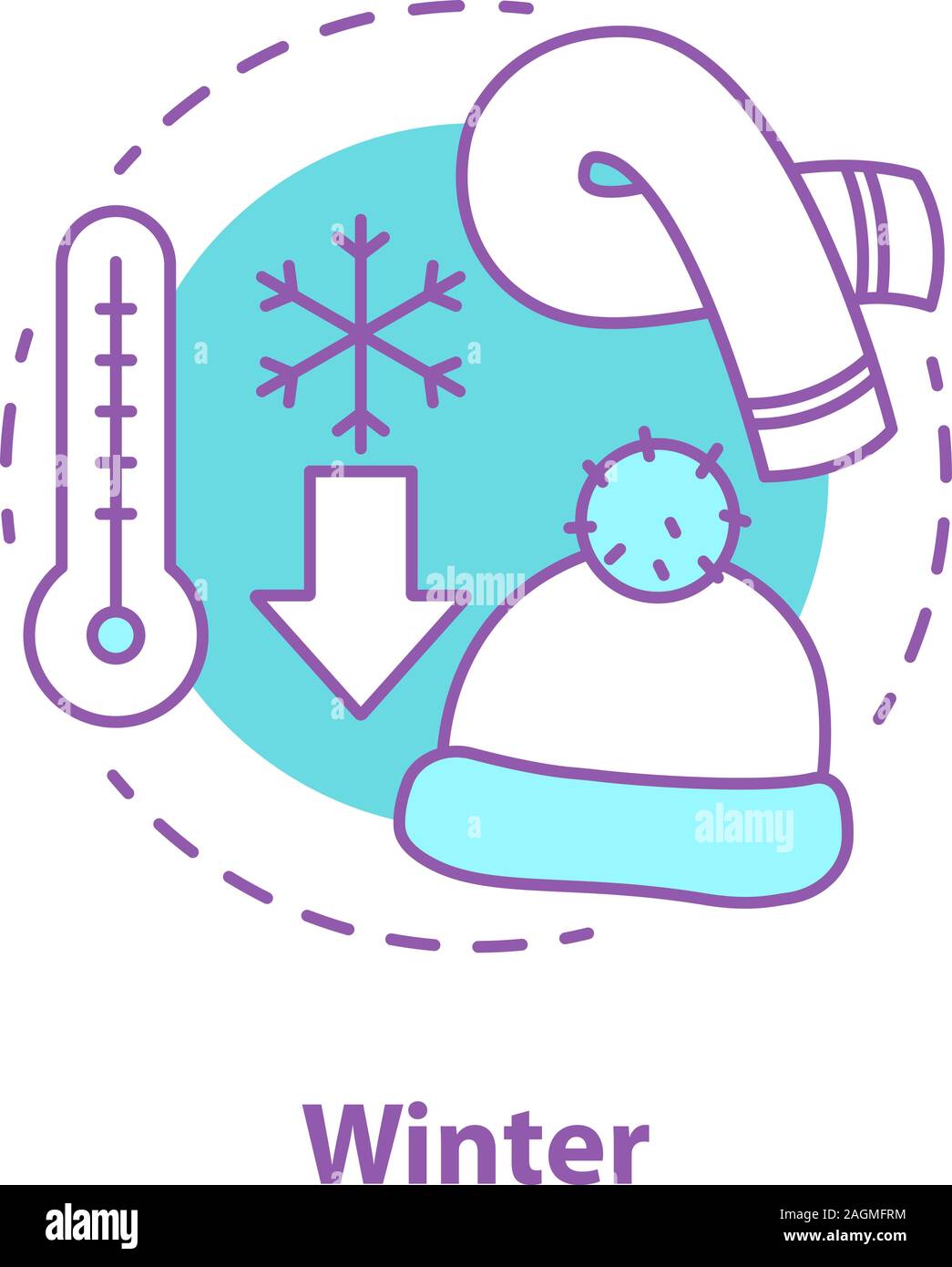 Winter season concept icon. Frosty weather idea thin line illustration ...