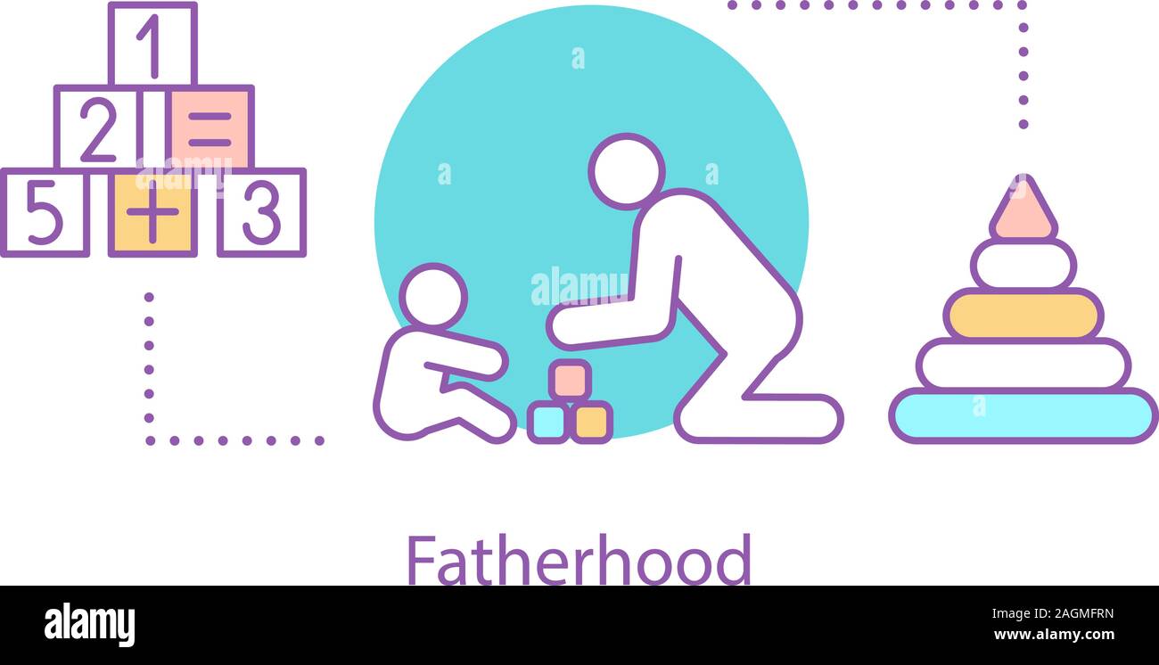 Fatherhood concept icon. Parenthood idea thin line illustration. Father ...